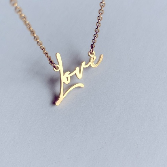 Jewelry | New Love Necklace In Stainless Steel Expressive Cursive ...